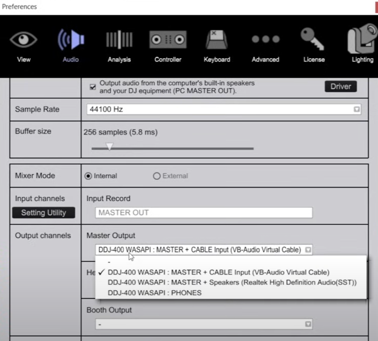 Rekordbox / virtual audio cable / output channels / ddj 400 / windows ...